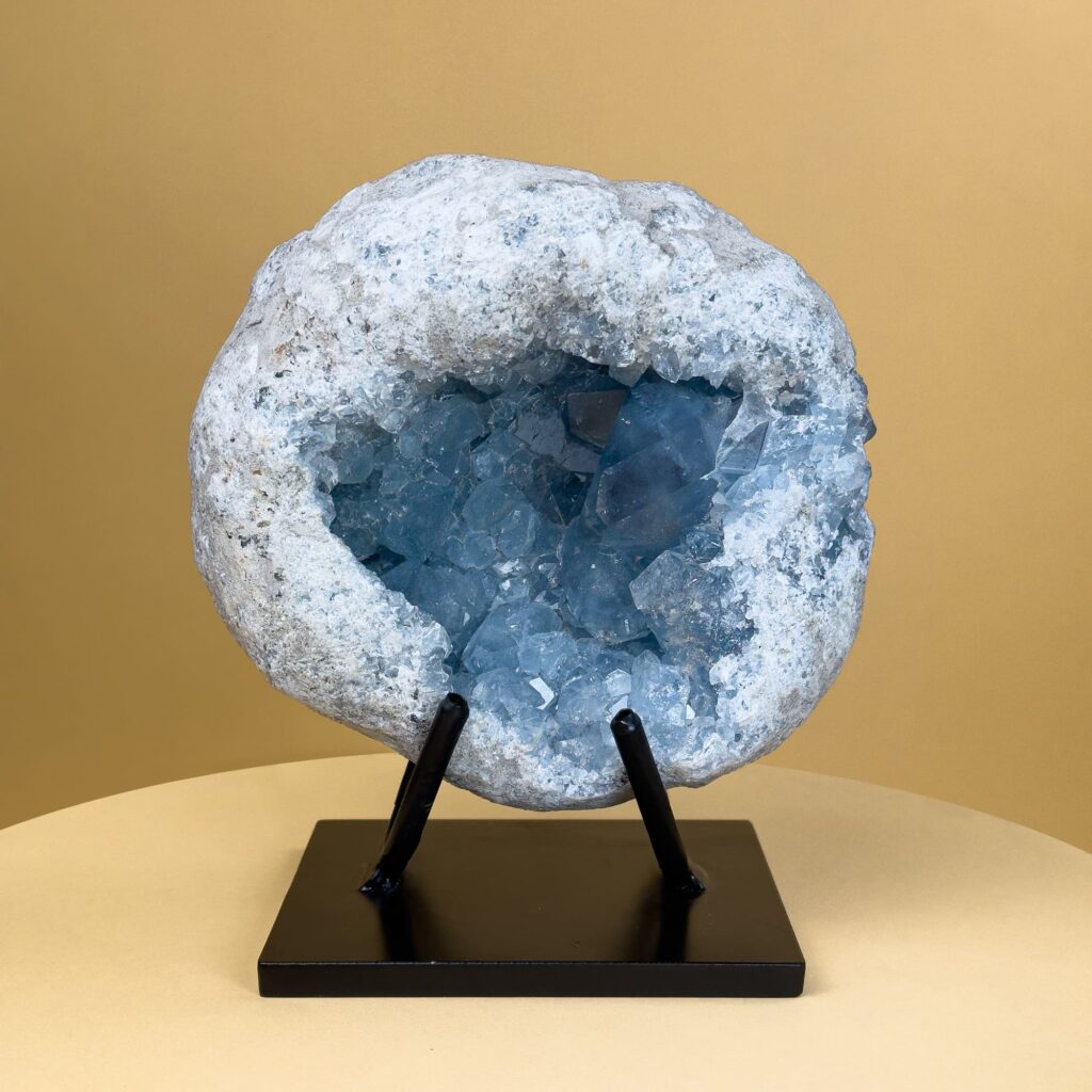 Celestite Geode on custom stand – Latiaxis